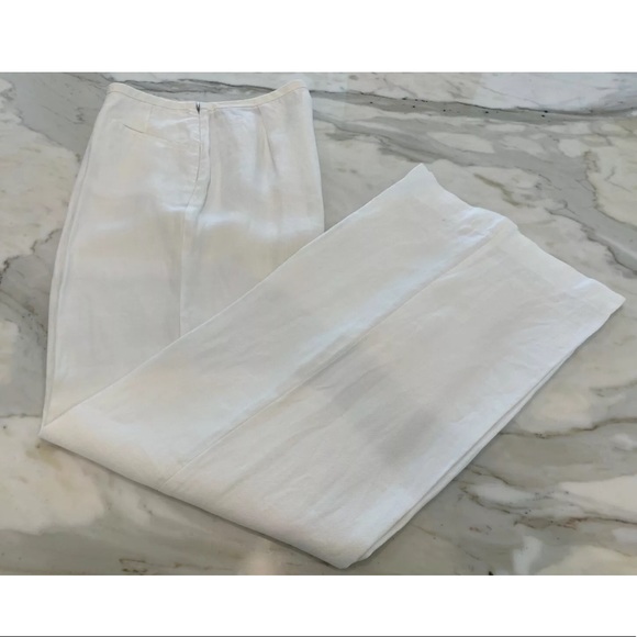 Pants & Jumpsuits | Lida Baday Ivory White Linen Lined Trousers Size Us ...